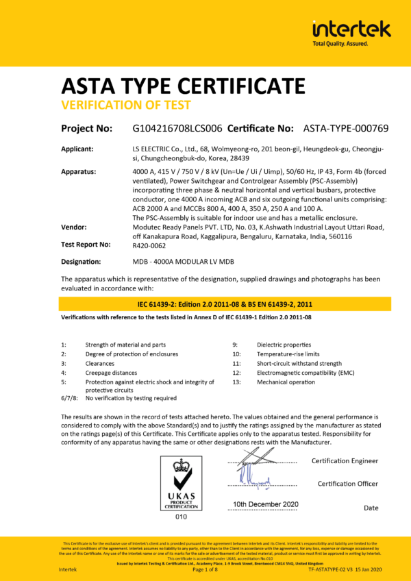 Certifications | Modutec